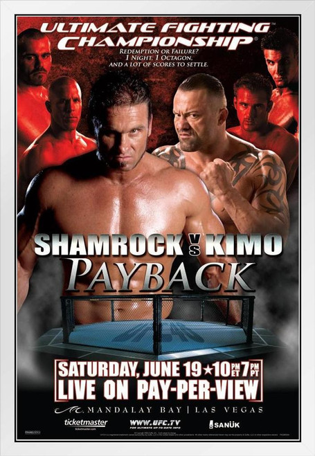 Official UFC 48 Ken Shamrock vs Kimo Leopoldo Sports White Wood Framed ...