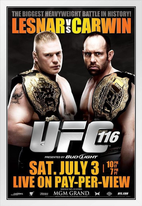 Official UFC 116 Brock Lesnar vs Shane Carwin Sports White Wood Framed ...