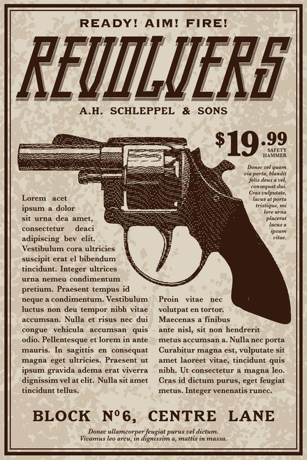 Vintage Victorian Style Revolver Handgun Advertisement Cool Wall Art ...