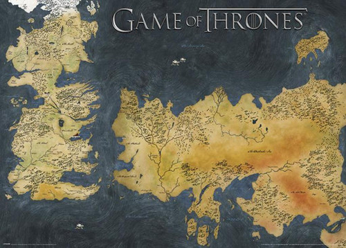 Game of Thrones Westeros and Essos Antique Map Metallic Thick Paper ...