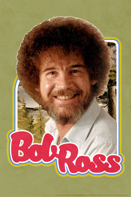 Bob Ross Retro Portrait Green Bob Ross Poster Bob Ross Collection Bob ...