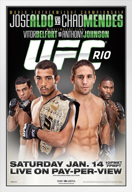 Official UFC 142 RIo Jose Aldo vs Chad Mendes Sports White Wood Framed ...
