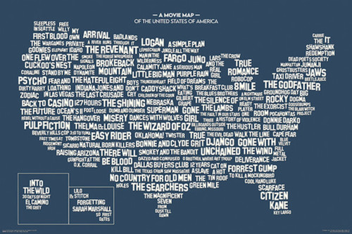 Movie Map of the USA Christian Lea Design Poster Digital Art Map Of The ...