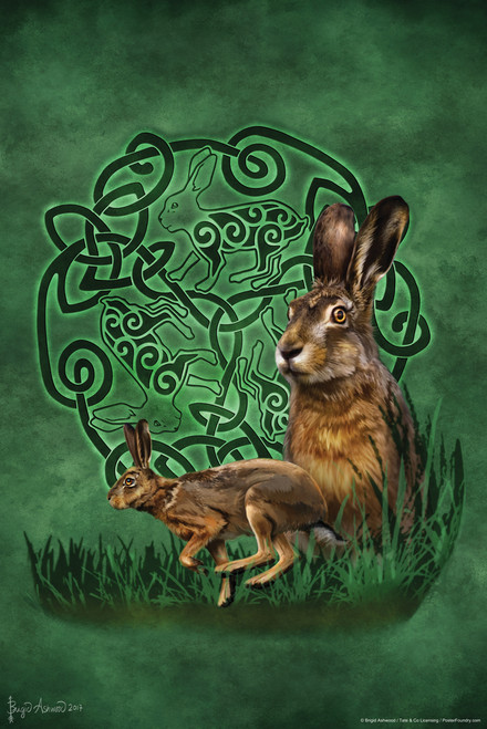 Celtic Hare by Brigid Ashwood Green Spiritual Rabbit Motif ...