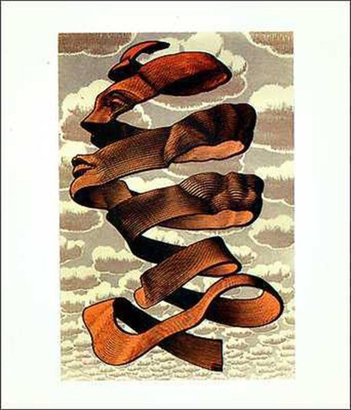 M.C. Escher Rind Face Head Clouds Optical Illusion Lithograph Cool Wall ...