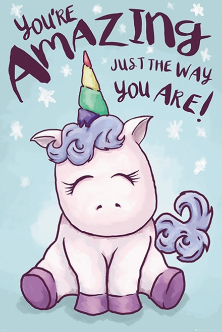 Youre Amazing Just The Way You Are Unicorn Motivational Cool Wall Decor ...