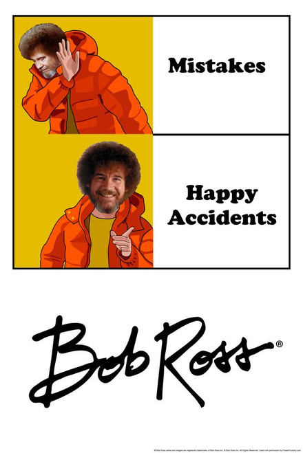 Laminated Bob Ross Happy Accidents Funny Meme Bob Ross Poster Bob Ross ...