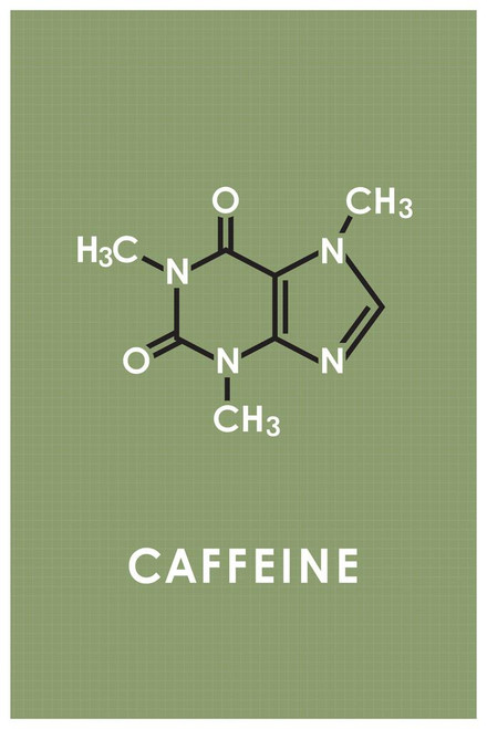Laminated Caffeine Coffee Molecule Science Grid Funny Poster Dry Erase ...