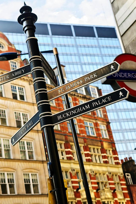 Laminated Signpost in London Buckingham Palace Westminster Abbey ...
