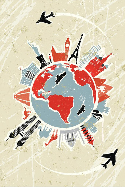 Travel Around the World Landmarks Sites Travel World Map with Landmarks ...