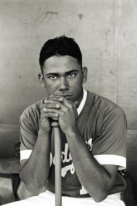 Laminated Baseball Player Leaning on Bat Vintage B&W Photo Photograph ...