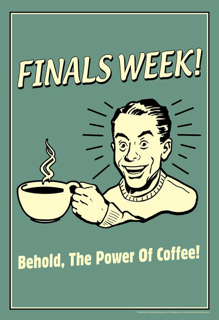 Laminated Finals Week! Behold The Power Of Coffee! Retro Humor Poster ...