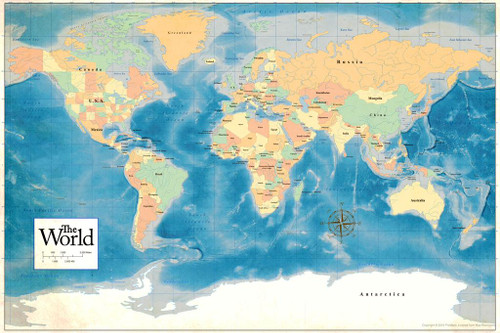 Laminated ProMaps Official World Map Classroom Reference Geography ...