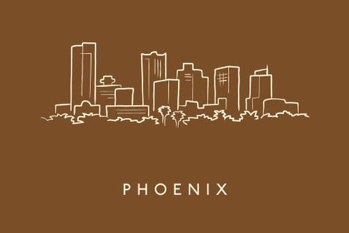 Laminated Phoenix City Skyline Pencil Sketch Poster Dry Erase Wall Art ...