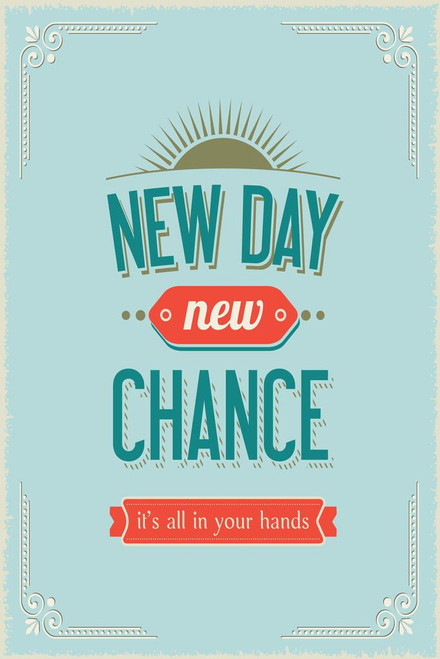 Laminated New Day New Chance Motivational Retro Style Quote Poster Dry ...