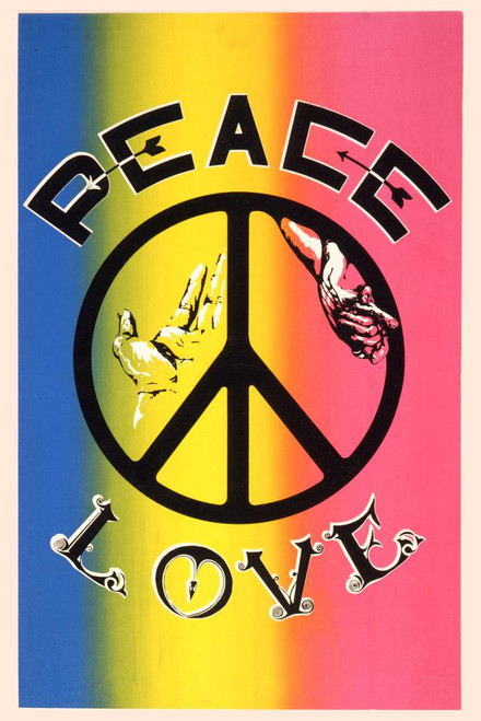 Laminated Peace and Love Rainbow Retro Vintage Poster Dry Erase Wall ...