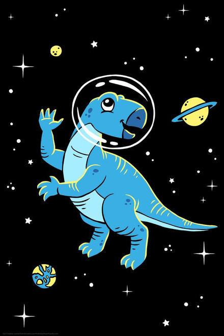 Laminated Blue Dinosaur Dinos in Space Dinosaur Decor Dinosaur Pictures ...