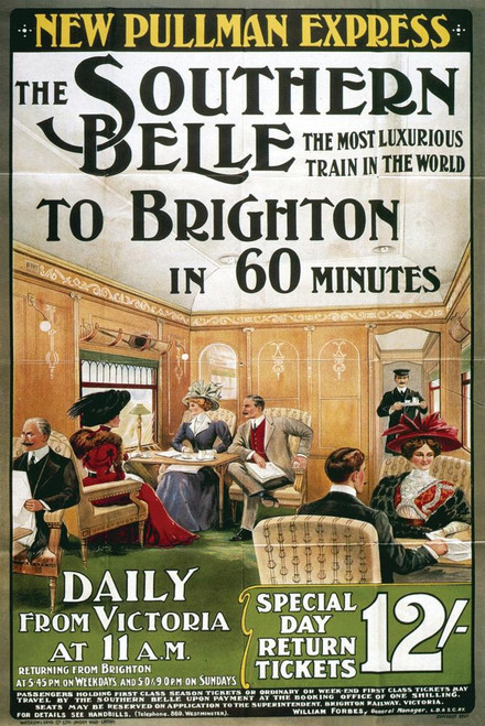 Laminated Southern Belle New Pullman Express Brighton England Train ...
