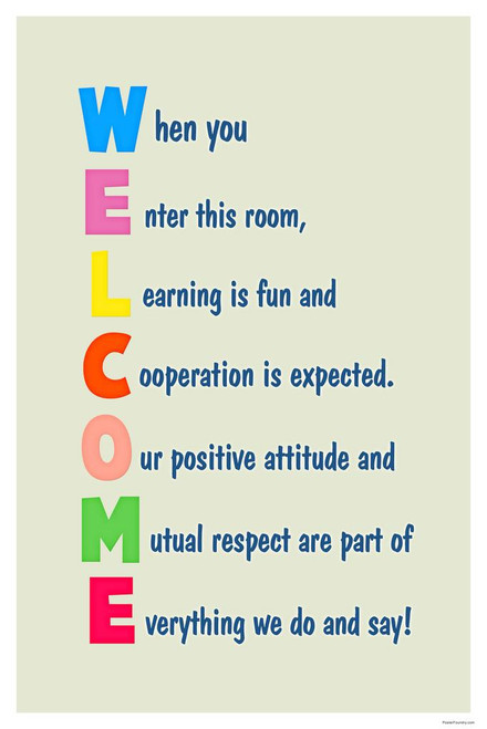 Laminated Classroom Welcome Teacher Motivational Inspirational Rules ...