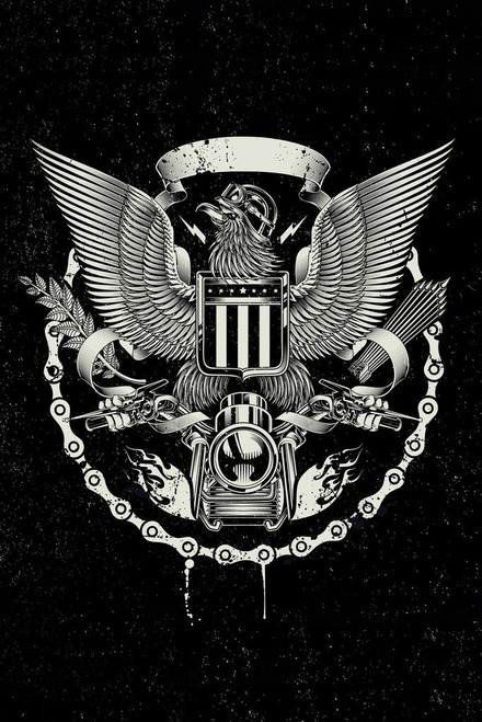 Laminated American Coat of Arms Biker Eagle Motorcycle Chain Poster Dry ...
