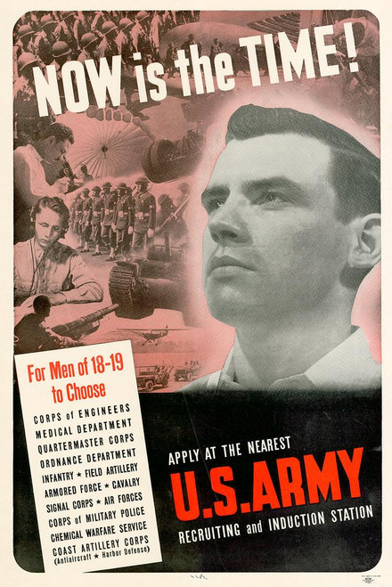 Laminated WPA War Propaganda Now Is The Time Apply At The Nearest US ...