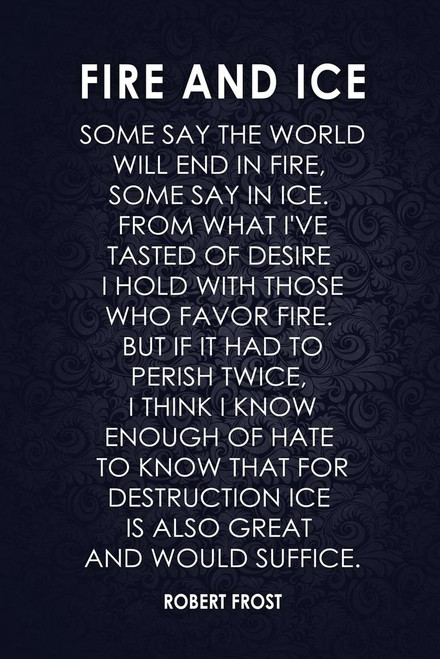 Laminated Robert Frost Fire and Ice II Black Poster Dry Erase Wall Art ...