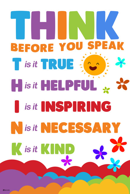 Think Poster Classroom Rainbow Decor Cool Wall Art Print Poster 12x18 ...