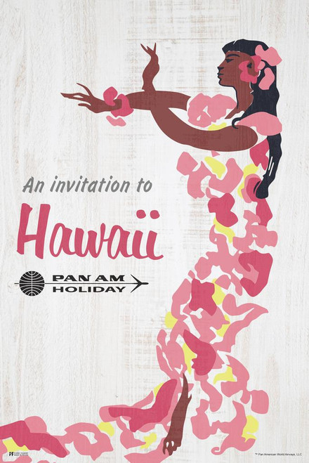 Hawaii Hula Dancer Tropical Paradise Island Palm Tree Holiday Pan Am ...