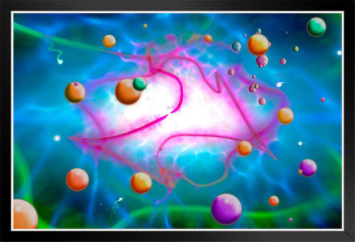 Cosmic Superstrings Galaxies in Space Diagram Art Black Wood Framed ...