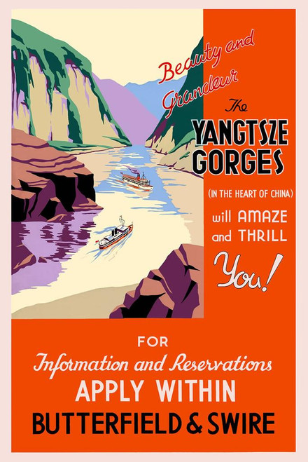 Laminated Yangtsze Gorges China Three Gorges River Butterfield Swire ...