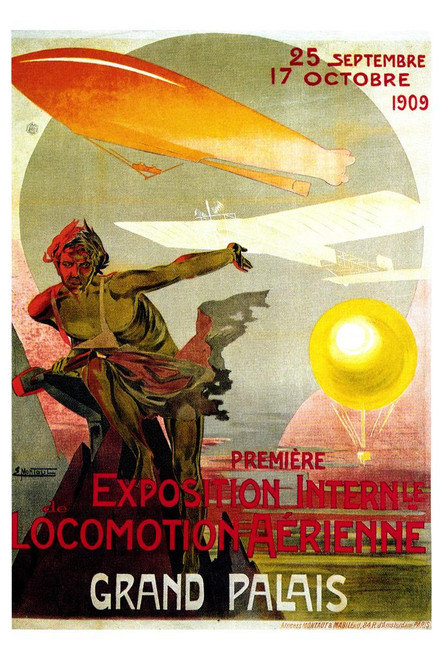 Laminated French Grand Palais Exposition Air Show France 1909 Vintage ...