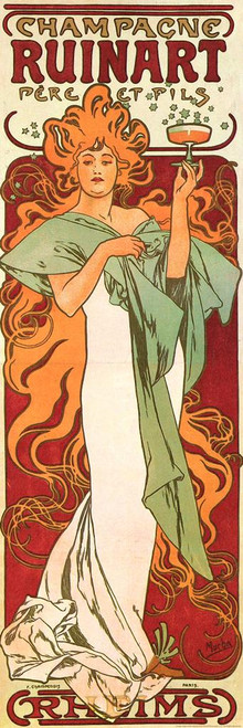 Laminated Champagne Ruinart Booze Poster Alphonse Mucha Art Nouveau Art ...
