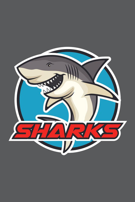 Laminated Sharks Sporty Team Logo Style Badge Shark Posters For Walls ...