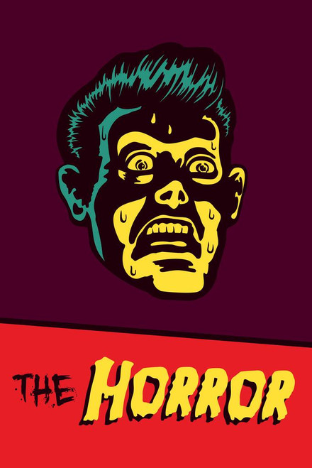 Laminated Vintage comic book illustration terrified man with shocked ...
