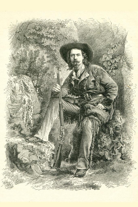 Laminated Buffalo Bill With Rifle Wild West Cowboy William Frederick Buffalo Bill Cody United ...