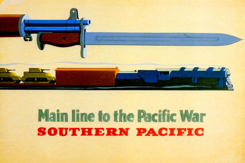 Laminated Southern Pacific Railroad Main Line to Pacific World War WPA ...