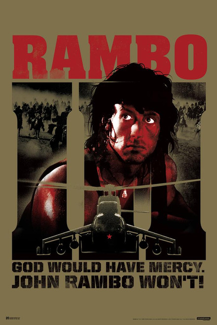 Laminated Rambo III 3 God Would Have Mercy John Rambo Wont Retro ...