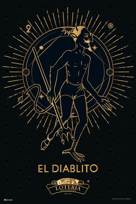 Laminated 02 El Diablito Devil Loteria Card Black Gold Mexican Bingo ...