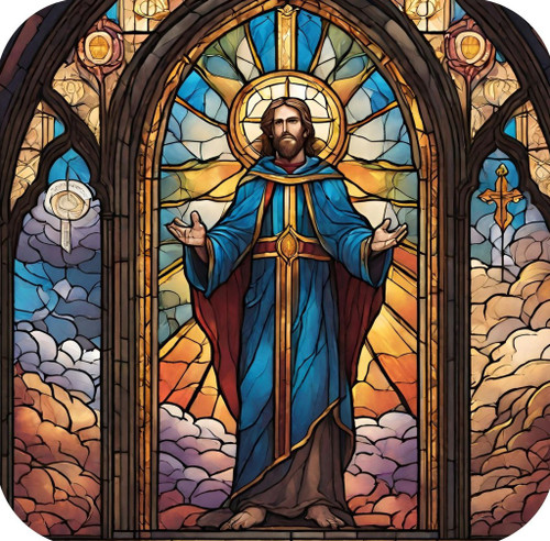 Vibrantly Colored Stained Glass Window Church Artistry V7 Drink Coaster ...