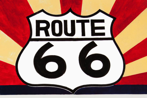 Route 66 Nostalgic Travel Road Sign Cool Wall Art Print Poster 36x24 ...