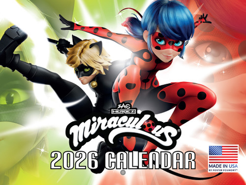 Miraculous Ladybug and Cat Noir Calendar 2026 Monthly Wall Calender 12 ...