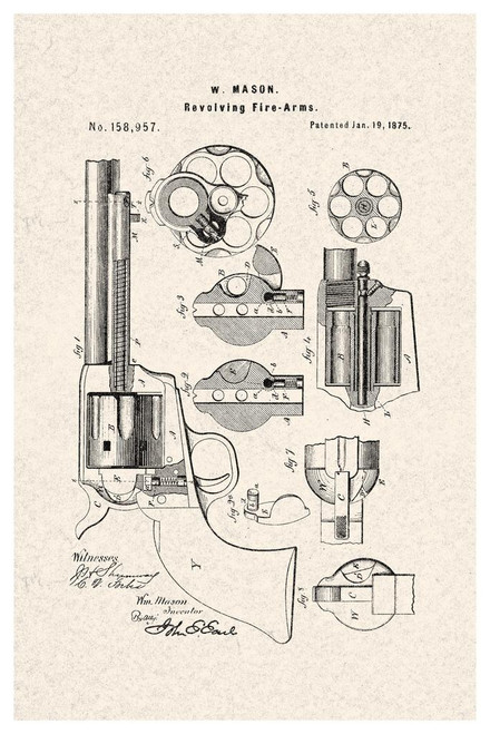 Laminated w mason gun patent Poster 12x18 - Poster Foundry