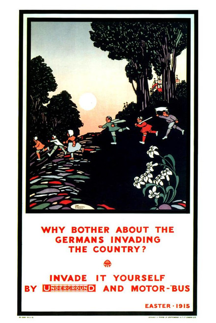 Laminated 1915 Invading Vintage Illustration Travel Art Deco Vintage ...