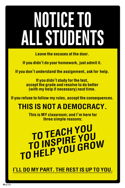 Classroom Rules Poster High School Supplies For Teachers Yellow Sign ...