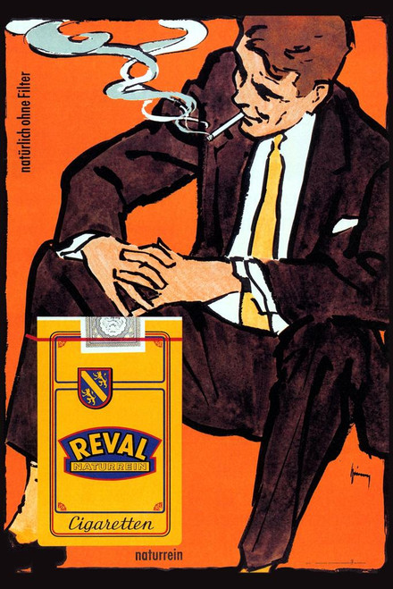 Laminated Reval Cigarettes Smoking Vintage Illustration Art Deco ...