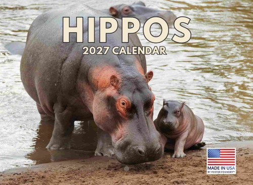 Hippo Calendar 2027 Hippopotamus Hippos Monthly Wall Calender 12 Month ...