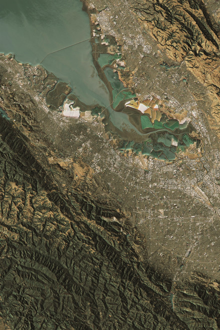 Silicon Valley Satellite View Topographic Map Landscape Photo ...