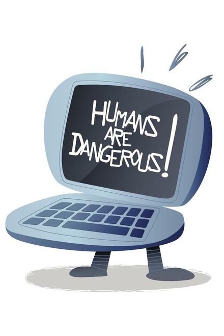 Humans Are Dangerous Computer Laptop Funny Retro Illustration Cool Wall ...