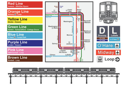 Laminated Downtown Chicago Illinois North Michigan Avenue Rail Transit ...