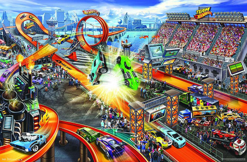 Hot Wheels Crash Cars Racing Crashing At Race Track Poster 34x22 Inch ...